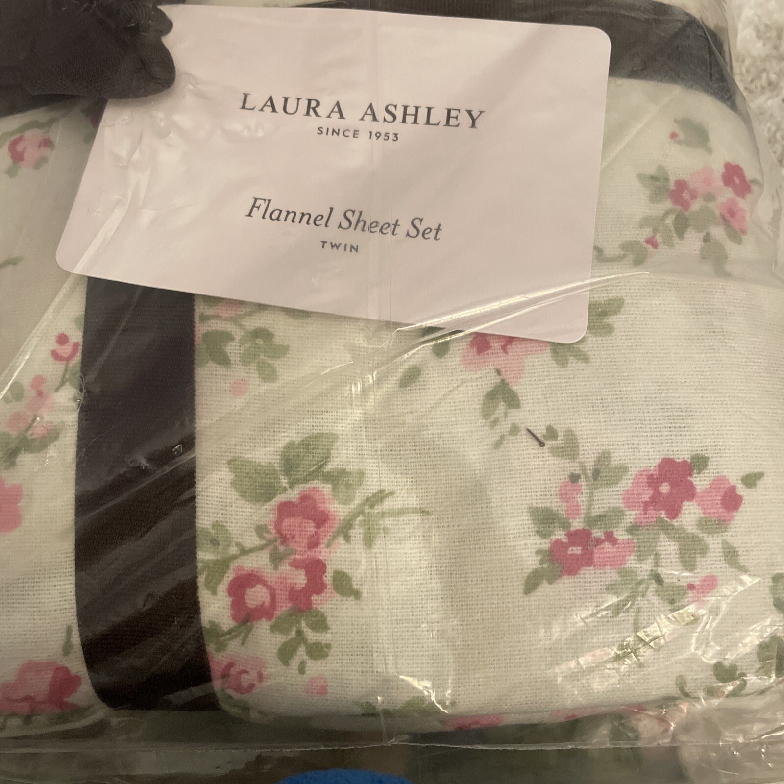 Laura Ashley Flannel Twin Sheet Set Audrey Pink Floral Shabby New | eBay