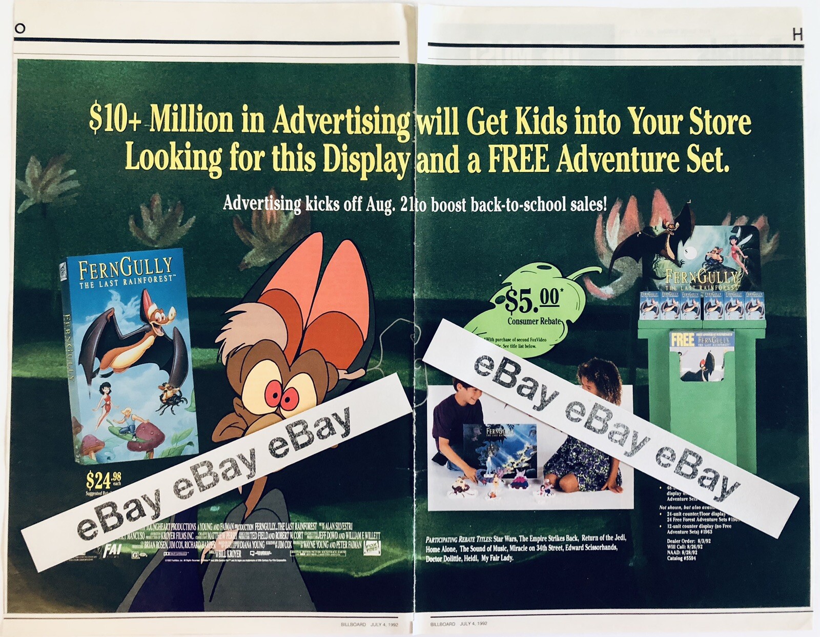 2 Page FernGully VHS Magazine Ad, Children's, Animated, Kids, Video ...