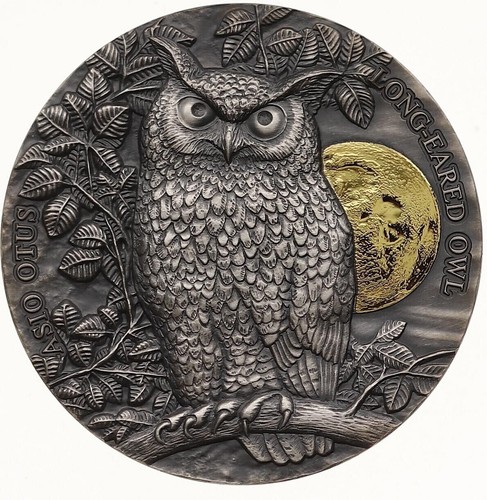 2021 Ghana Long-Eared Owl Silver Coin Wildlife in the Moonlight Bird ...