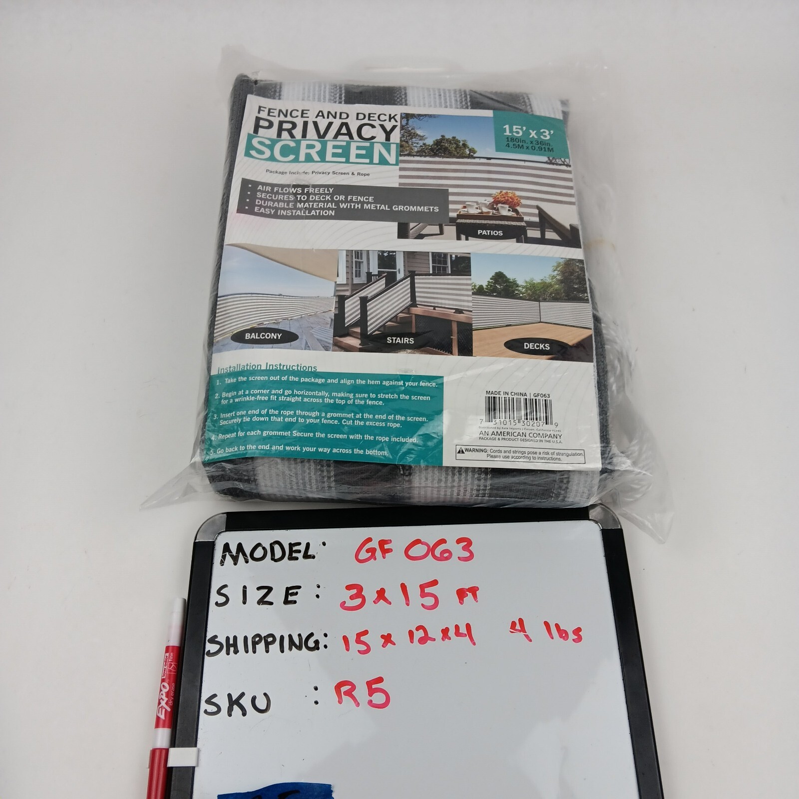 15 x 3 ft. Air Flow Deck & Fence Privacy Screen Model GF063 | eBay
