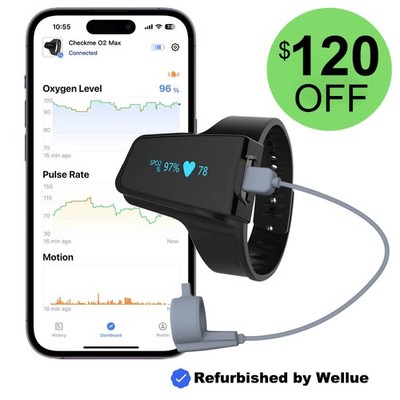 Wellue O2 Max with O2 Ring Probe 72 Hours Continuous Pulse Oximeter ...