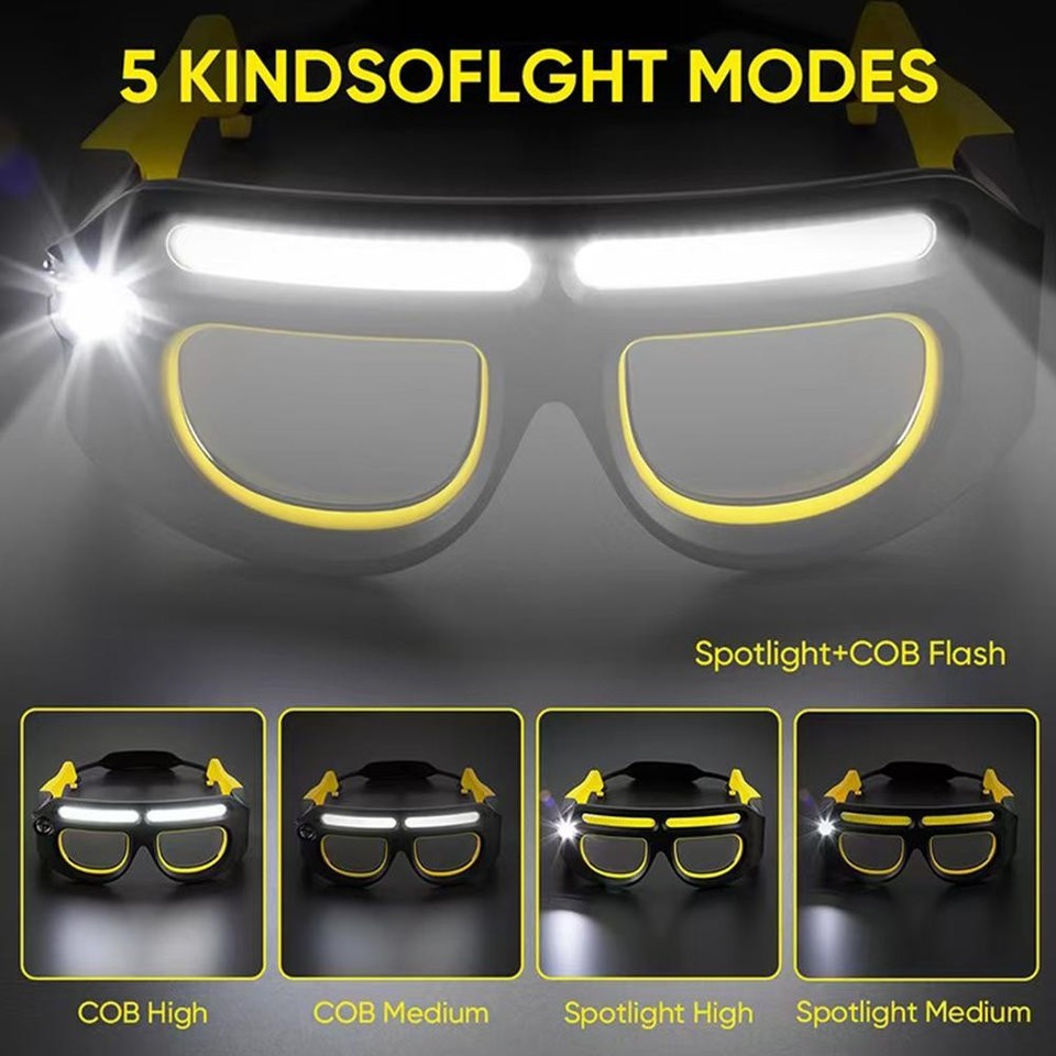 Rechargeable LED Safety Glasses Headlights,Detachable Sunglasses HO T ...