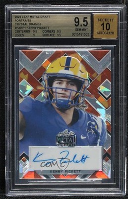 2022 Leaf Metal Draft Orange Crystals 1/4 Kenny Pickett Rookie Auto RC ...