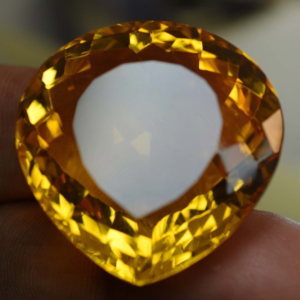 Lab-Created Yellow Sapphire Pear 76.40 Ct Ring Size Loose Gemstone ...