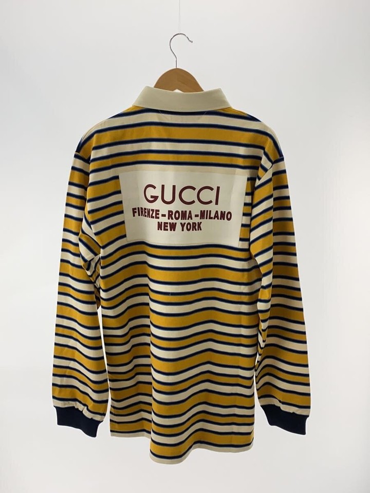 GUCCI Stripe Rugby Shirt SizeXL Cotton yellow Border | eBay