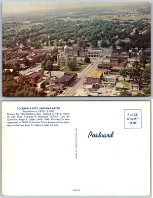 Columbia City Indiana Aerial View Postcard | eBay