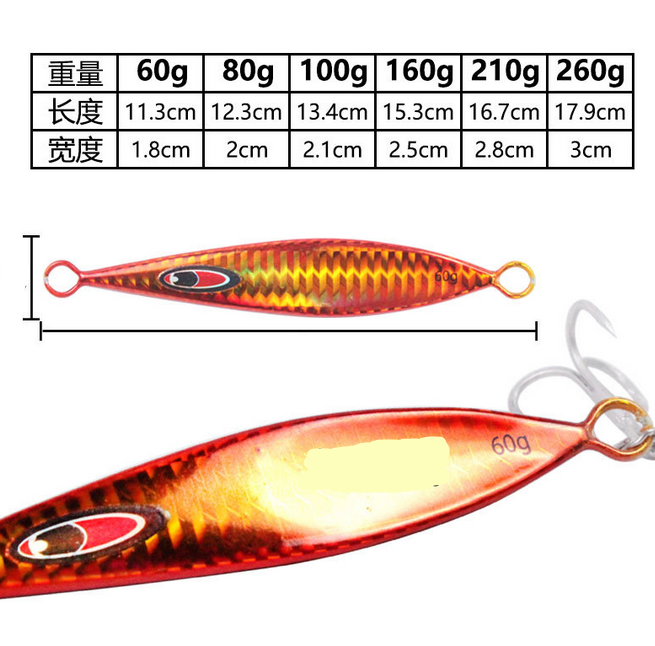 1X Slow Fall Pitch Fishing Lure Sinking Lead Metal Flat Jigs Bait Hook ...