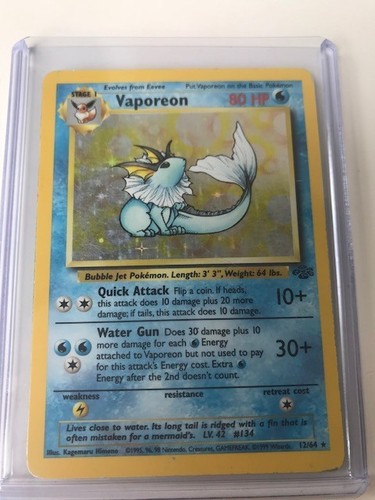 Vaporeon 12/64 Jungle Set Holo 1999 Pokemon Card Rare and Lightly ...