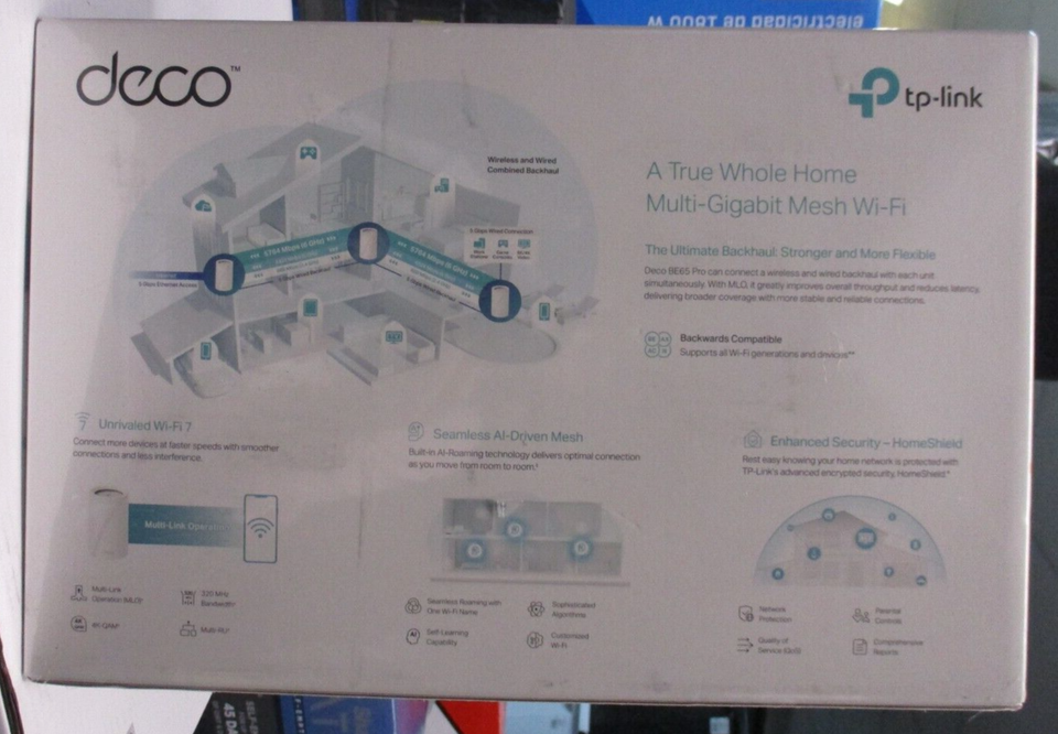 TP-Link Deco WIFI 7 BE11000 Deco BE65 PRO Tri-Band Mesh System 3-Pack ...