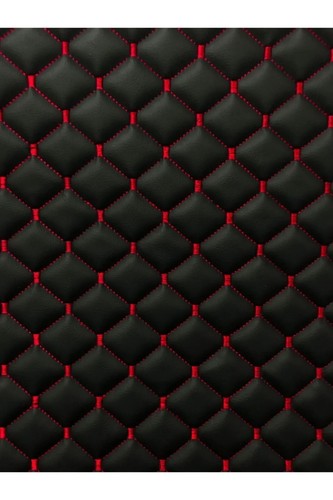 Embossed Black Faux Leather Lining Red Diamond Stitch Car Upholstery ...