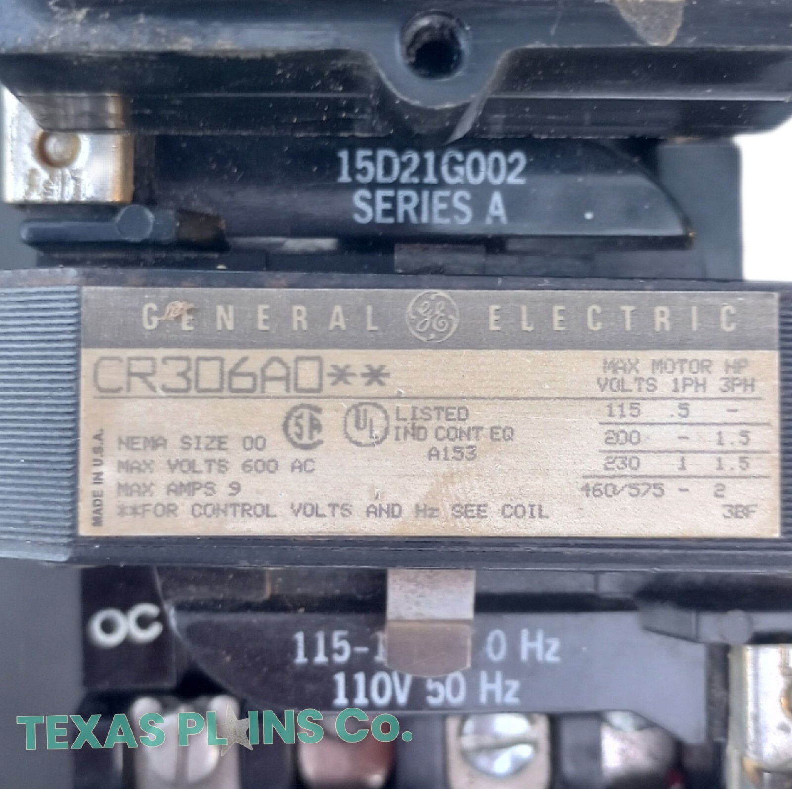 GE 300-LINE CONTROL ENCLOSED MOTOR STARTER CR306AO** SZ 00 9A AMP 110V ...