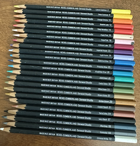 Rexel Cumberland Derwent Studio Pencils Lot of 24 water color pencils ...