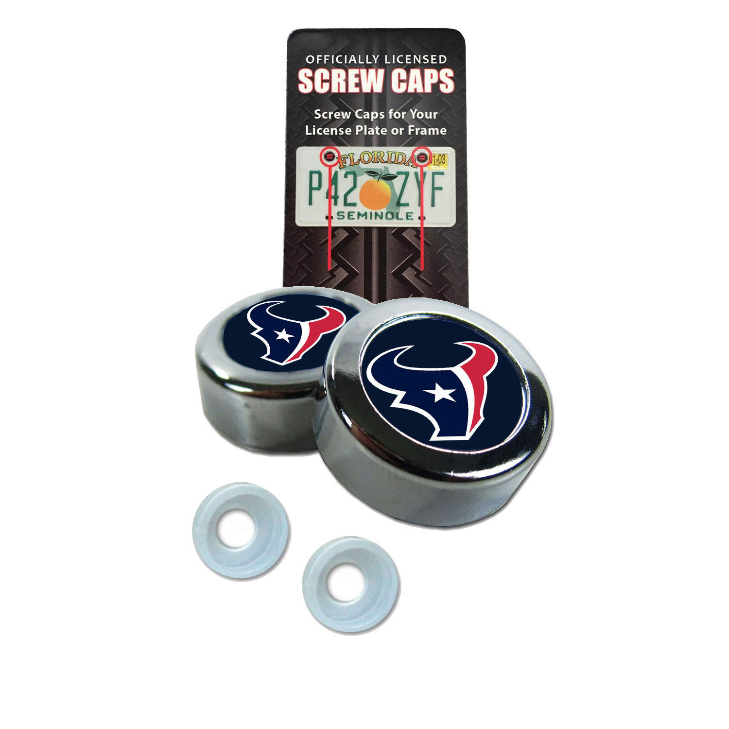 New NFL Houston Texans Car Truck License Plate Frame Screw Caps Bolt ...