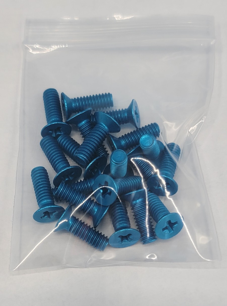 Blue Aluminum 8-32 X 1/2 Flat Head Phillips Screws 100 Degree Trinity ...