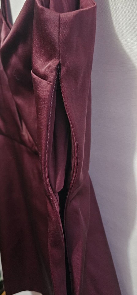 A New Day ♈Woman's heavy Satin side zip Midi Dress size 8~Burgandy | eBay