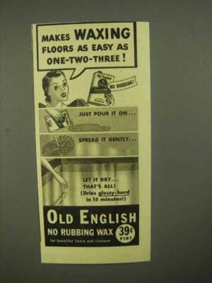 1941 Old English Wax Ad - Makes Waxing Easy | eBay