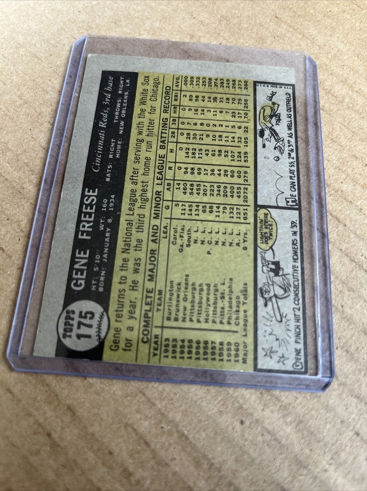 1961 Topps Gene Freese #175 Cincinnati Reds Vintage Baseball Card (good ...