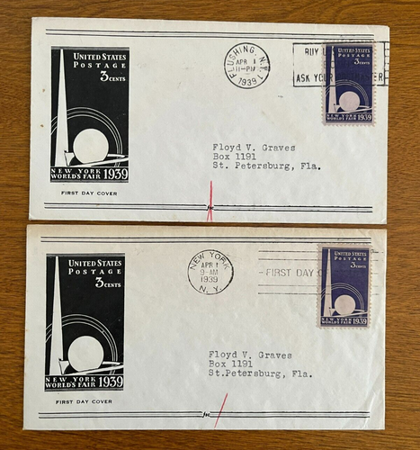 2)US #853 NEW YORK WORLD'S FAIR 1939 FDC FIDELITY STAMP CO. | eBay