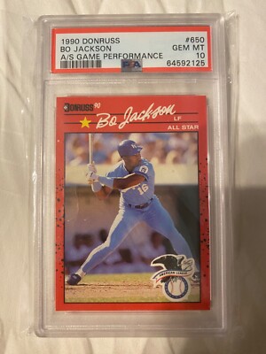 BO JACKSON Double ERROR Donruss ALL Star PSA 10 NO DOT after INC Royals ...