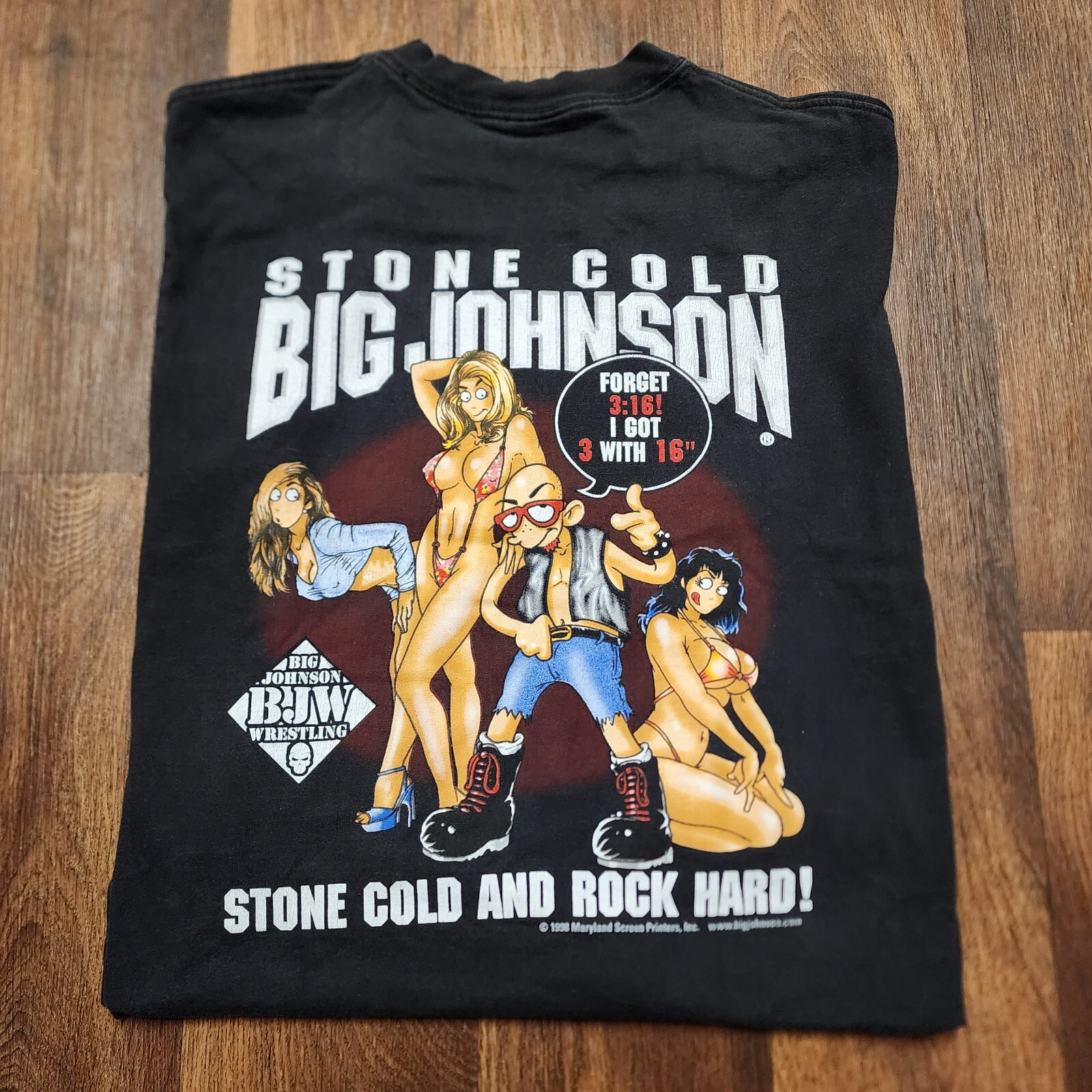 T-shirt vintage années 90 Stone Cold Big Johnson taille L 3:16 lutte sexe parodie tee | eBay