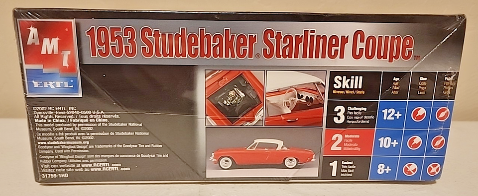 AMT 1953 Studebaker Starliner Coupe Kit # 31759 Factory Sealed 1:25 | eBay