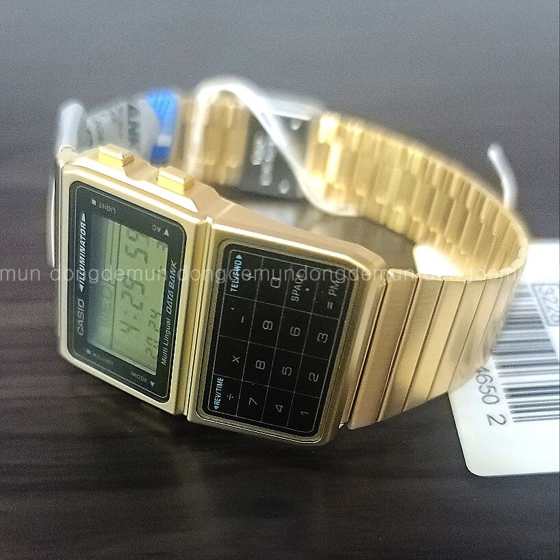 DBC-611G-1DF Unisex Gold Databank Watch Stainless Steel Calculator ...