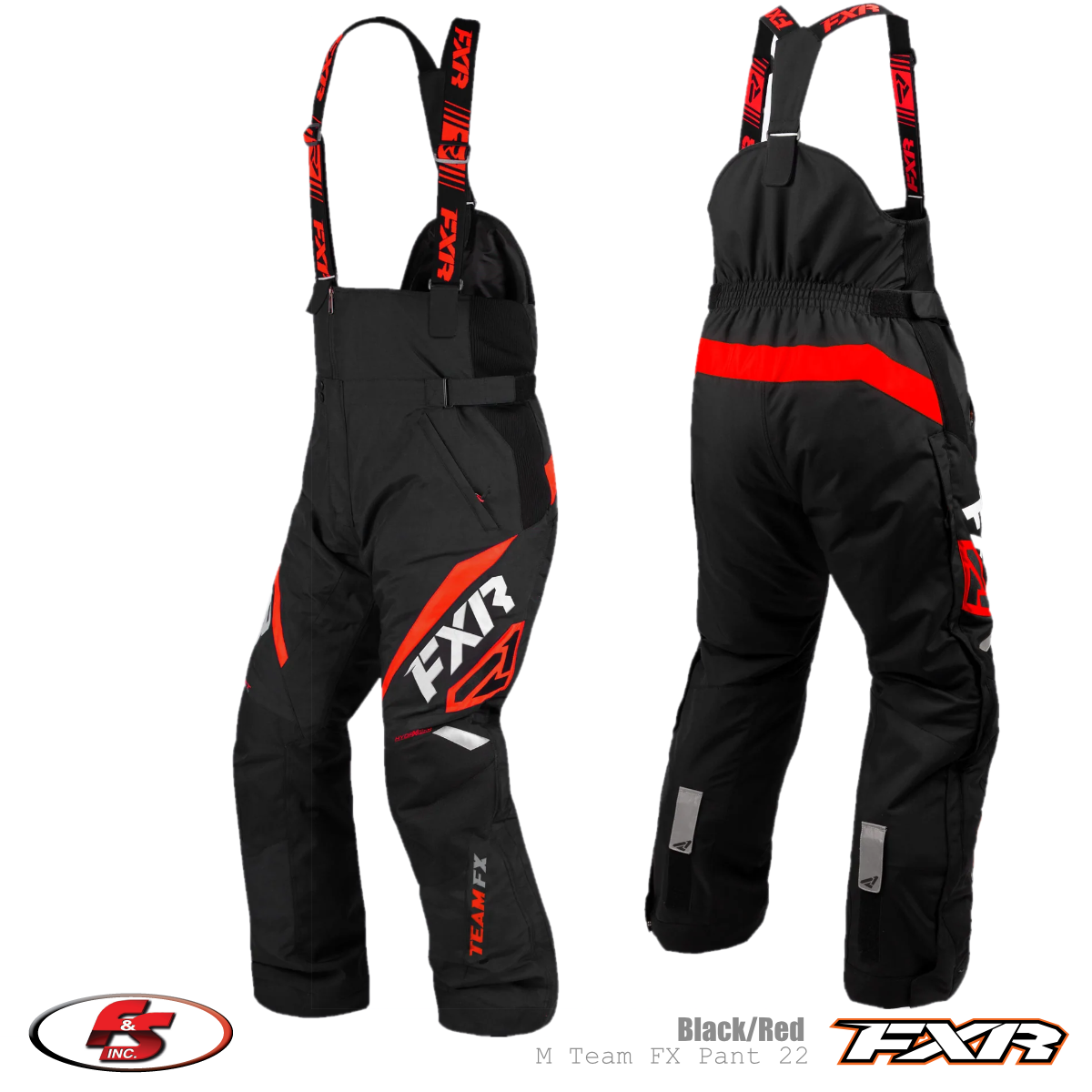 New FXR Men's Team FX Snowmobile Pants Bib Black Ops, Black/Red LG XL ...