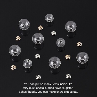 Clear Glass Pendants Fillable Charms Circle Globe Silver Gold Bulk 60 ...