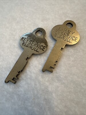 2 Vintage Libby Key Service Flat Steel Keys Antique Lock Box, Chest ...