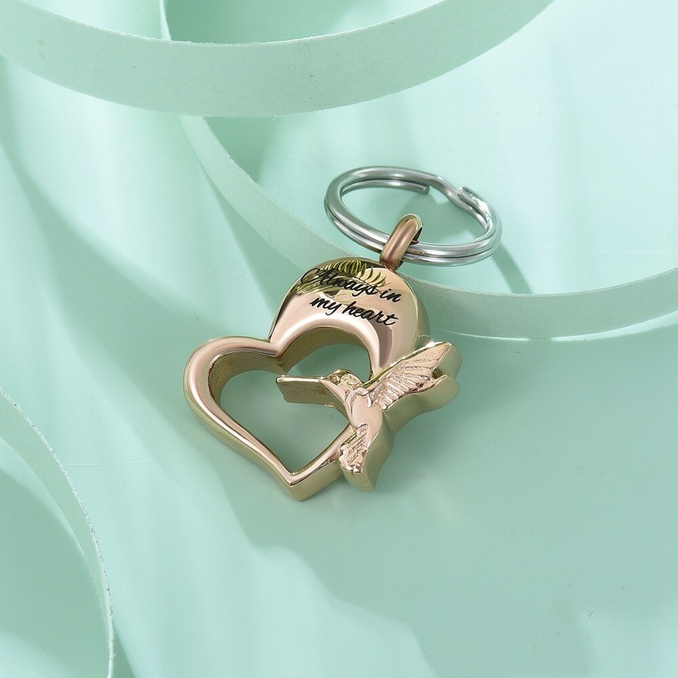 Hummingbird Cremation Keychain Ashes Holder Urn Locket Stainless Steel ...