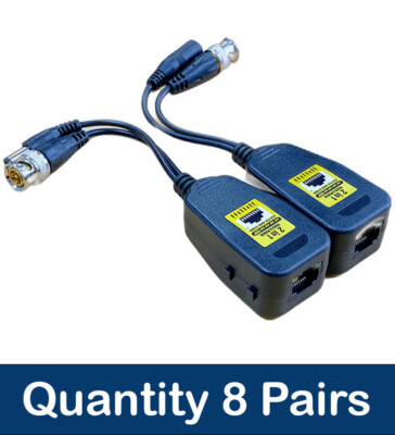 8 Pairs of RJ45 CCTV Video Power Baluns CAT5e CAT6 Cable 8MP 5MP 2MP ...