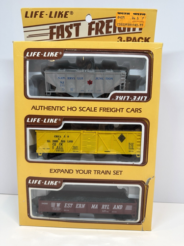 NEW Pack of 3 Life-Like Trains HO Scale Fast Freight Freight Cars #8459 ...
