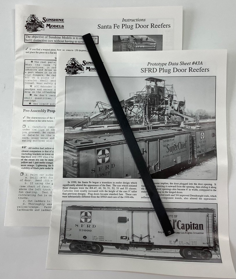 Sunshine Models HO resin kit 43.3 Santa Fe RR-50 51 53 SFRD Reefer ...