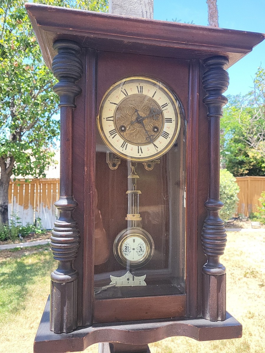 Antique German Wall Clock Antique German Miniature Oak Fusee Wall