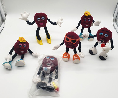 1988 California Raisins 6 Plush Bendable Poseable Stuffed Toy Figure ...