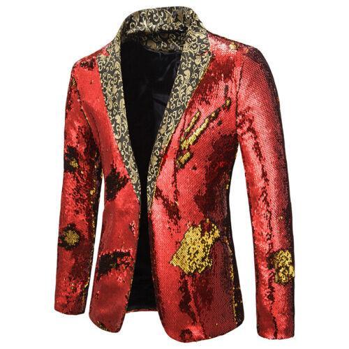 Men Tuxedo Club Sequin Glitter Blazer Gentleman Party Suit Men Suit ...