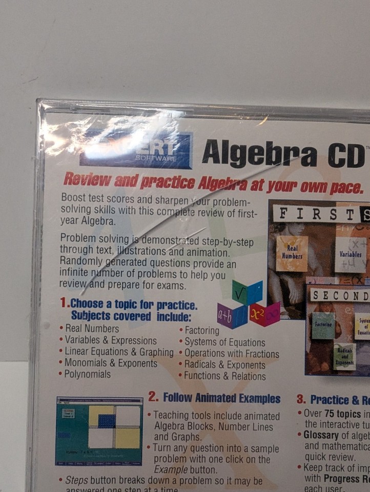 Vintage 1995 Expert Software Algebra Examples CD-ROM Jewel Case Windows ...