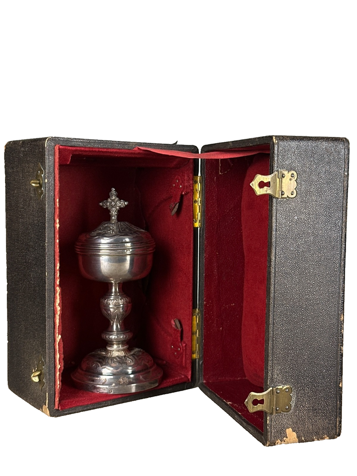 Antique Solid Silver Ciborium Box Favier Brothers LYON Religious Mass ...