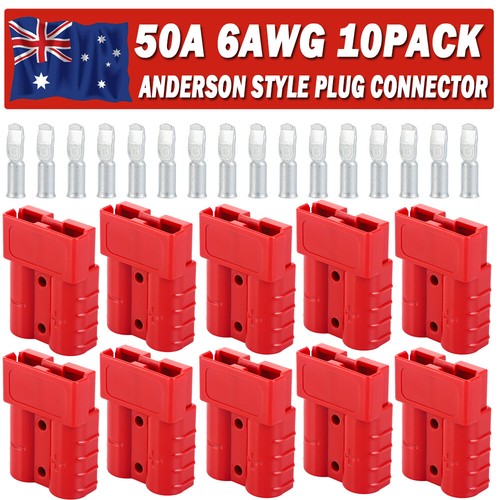 10x 50A Anderson Style Plug Connectors 50AMP 6AWG 12-24V DC fit Solar ...