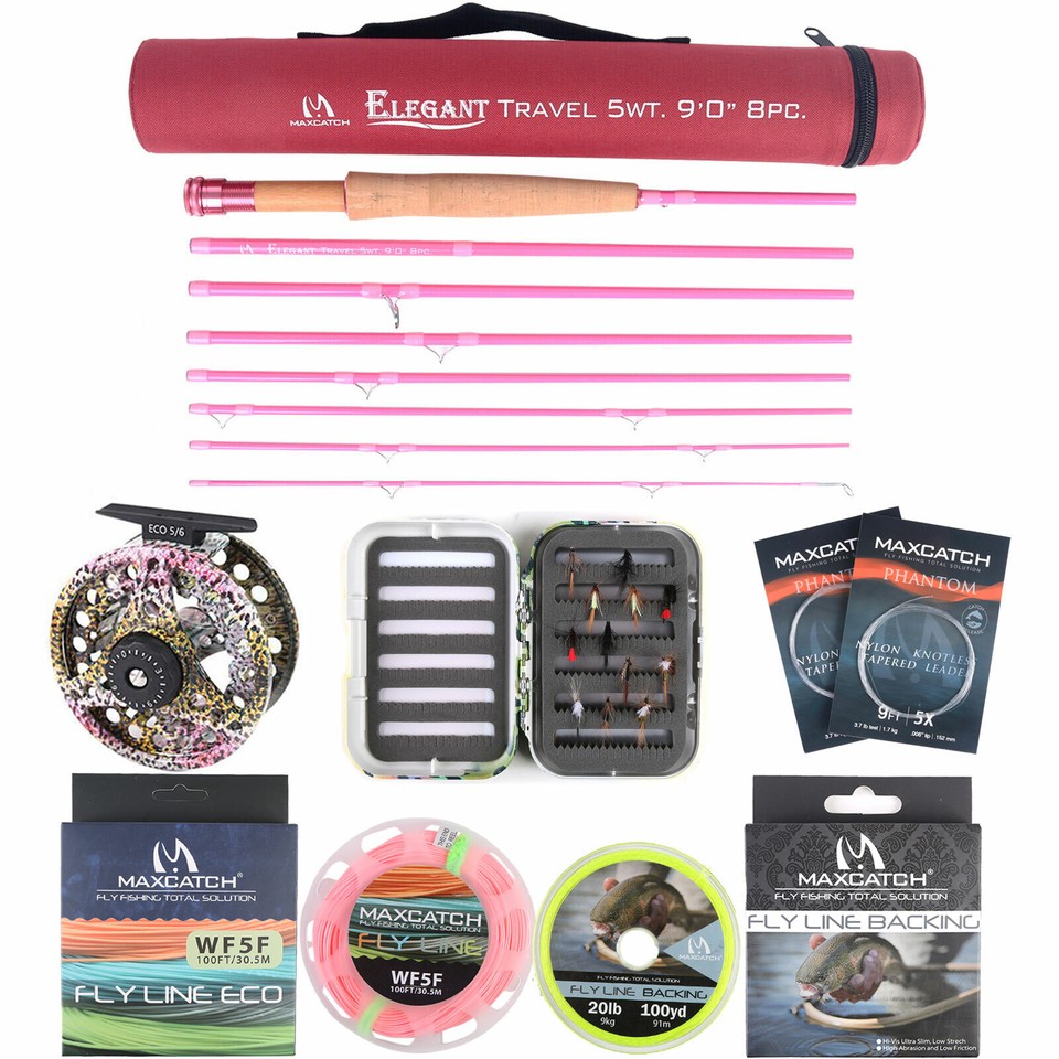 Maxcatch 2wt 5wt Women's Elegant Pink Fly Fishing Rod Combo, Fly Reel ...
