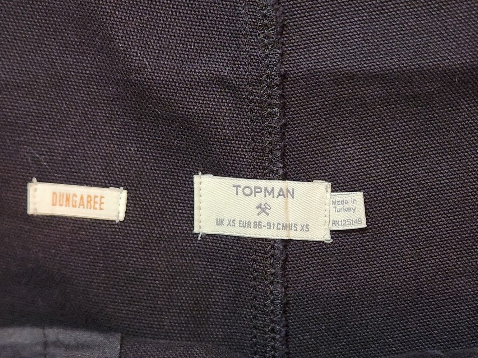 TOPMAN UK Dungaree Faded Black Denim Overalls Mens Size XSmall RN ...