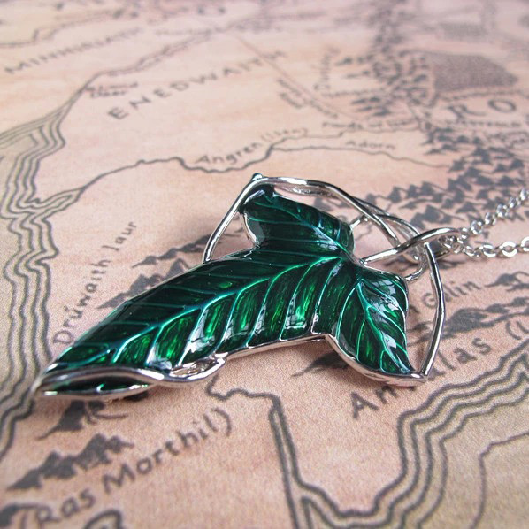 New Green Frodo Elven Leaf Pendant Necklace Brooch LOTR Replica Hobbit ...