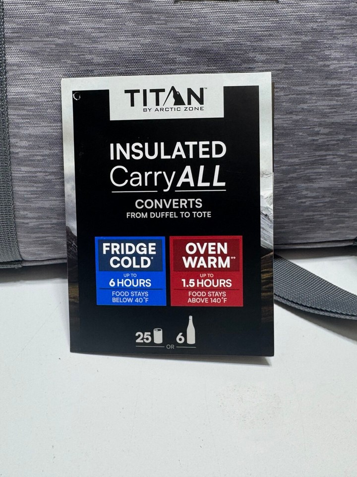 Titan Insulated CarryALL Duffel Tote Bag Oven Warm w/ 2 Deep Freeze ICE ...