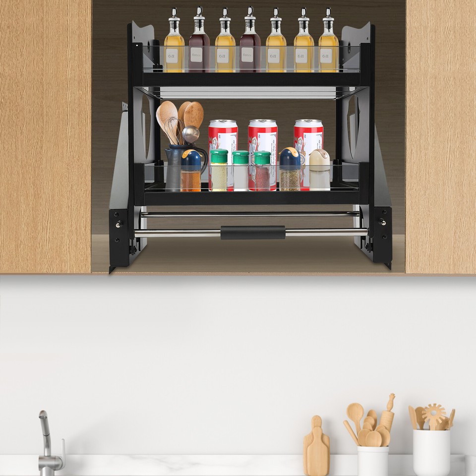 Pull Down Shelf Upper Kitchen Wall Cabinet Storage Organizer (24inch ...