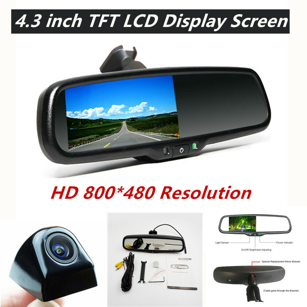 4.3" Rear View Mirror Night Vision Auto Dimming LCD Monitor Rear Camera ...