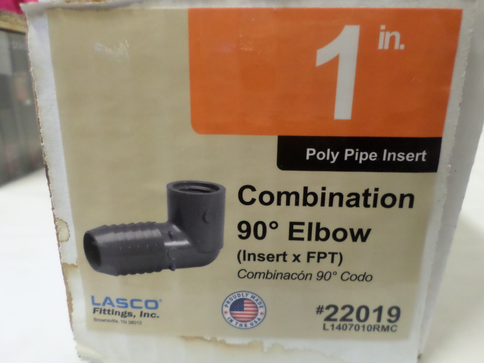 Lasco Fitting 1" Combination 90° Elbow Poly Pipe Insert x FPT #22019 ...