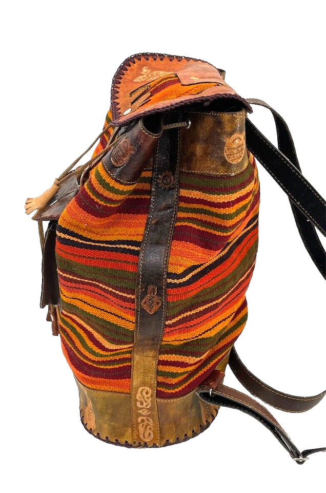 Peruvian Backpack/Knapsack Woven Decorative Purse with Etching and Front Pocket | eBay