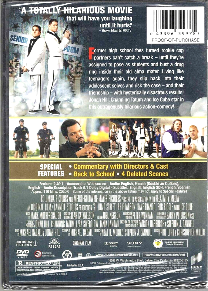 21 Jump Street [DVD, 2012, Widescreen] Jonah Hill/Channing Tatum - New ...