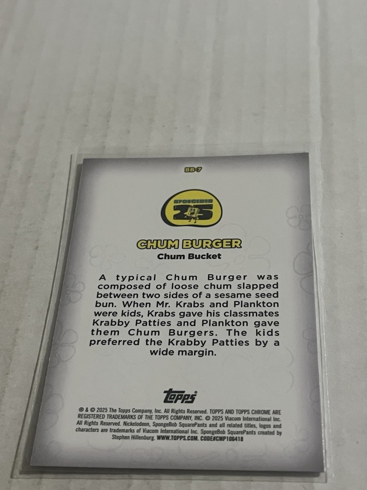 2025 Topps Chrome SpongeBob Kelp Reviews Insert Chum Bucket Chum Burger ...