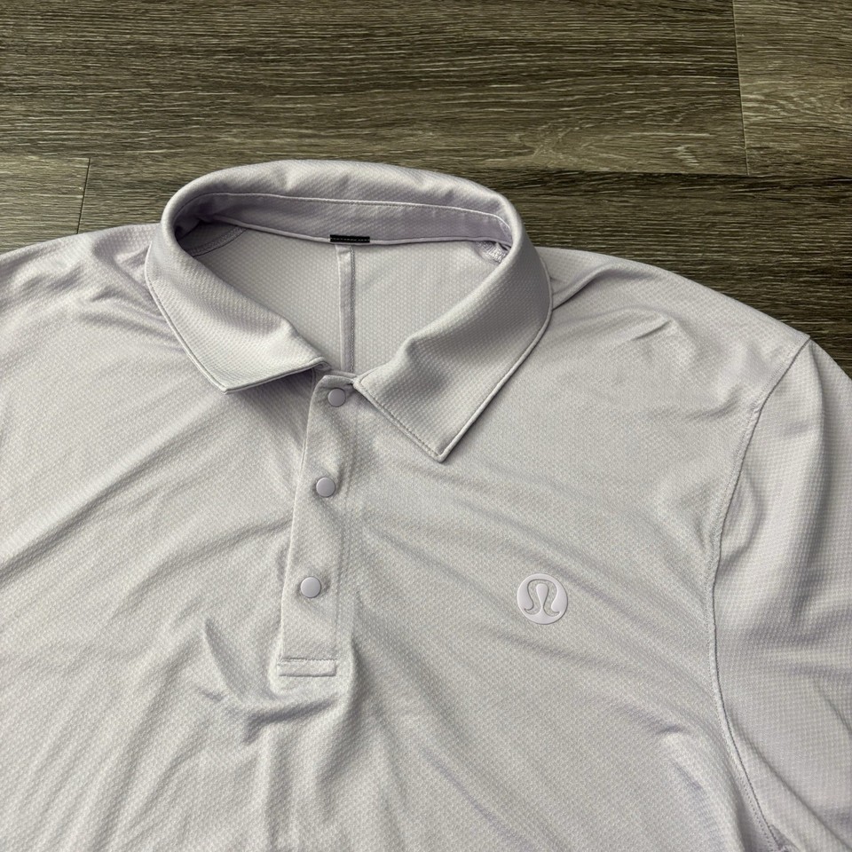 Lululemon Logo Sport Polo Shirt Large Pink Golf Athletic Performance ...